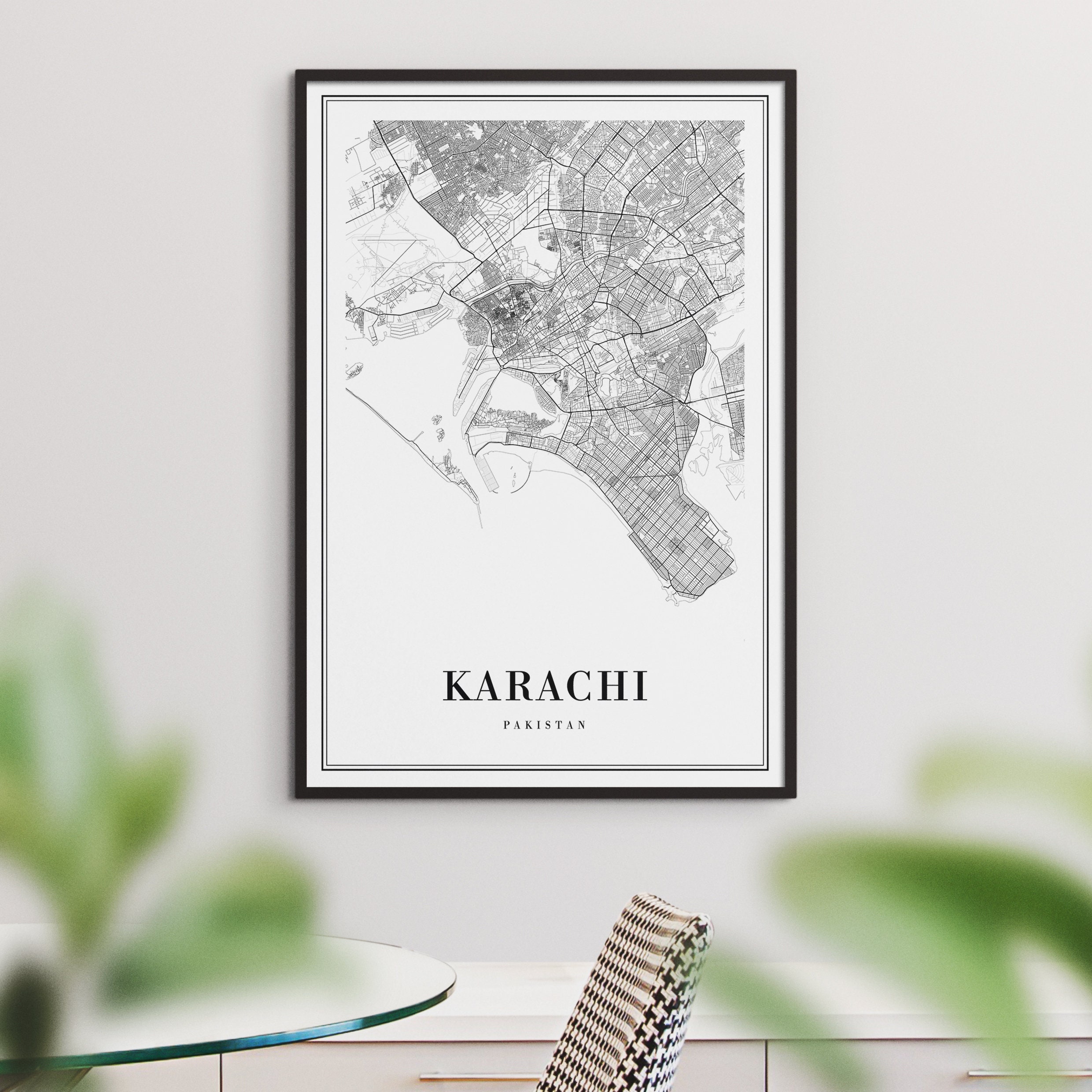 Karachi Map Print Karachi Pakistan Map Poster Download Karachi ...