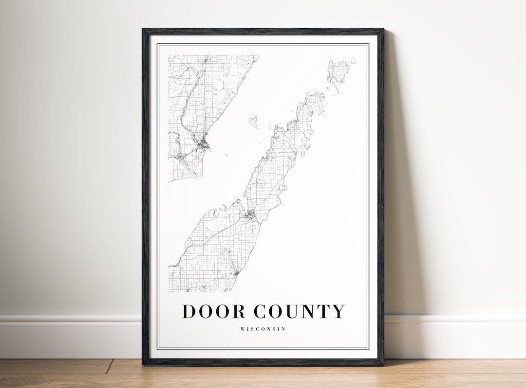 Door County WI Map Poster Digital Download Door County Wisconsin Map ...
