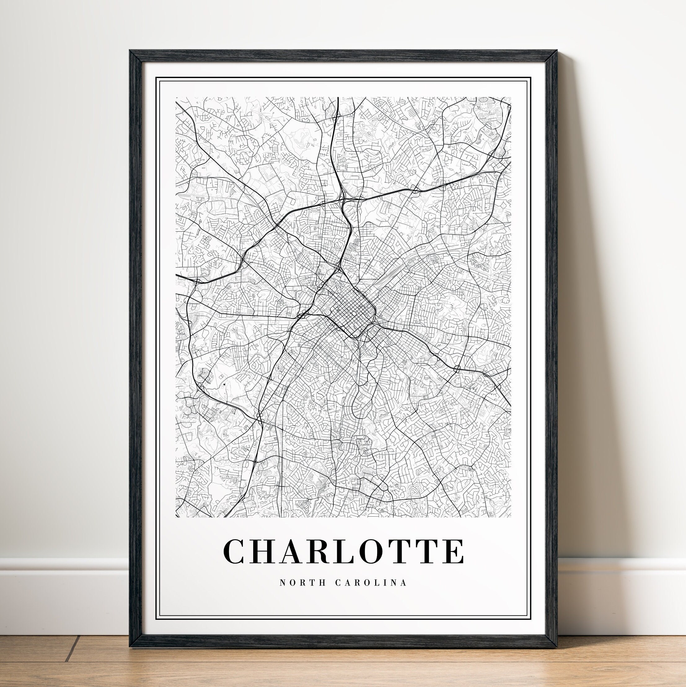 Charlotte Map Print Charlotte Map Poster Download Charlotte Printable ...