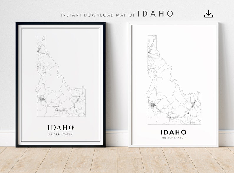 Idaho State Map Print Download Idaho Map Poster Idaho Printable Map ...