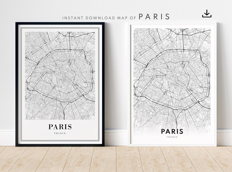 Paris Map Print Paris Map Poster Download Printable Paris - Etsy