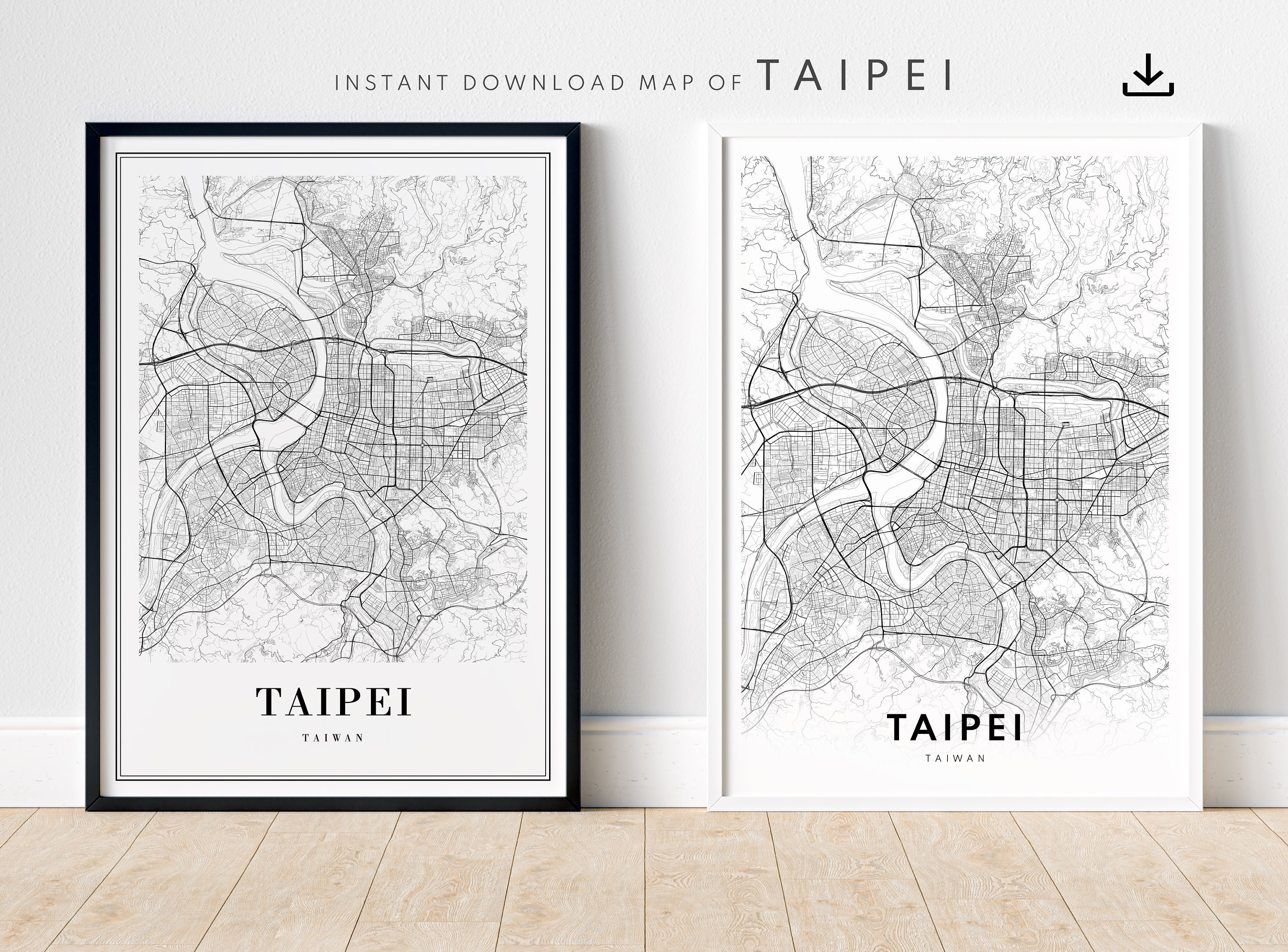 Instant Download Taipei Map Print Taipei Taiwan Poster Digital Map ...