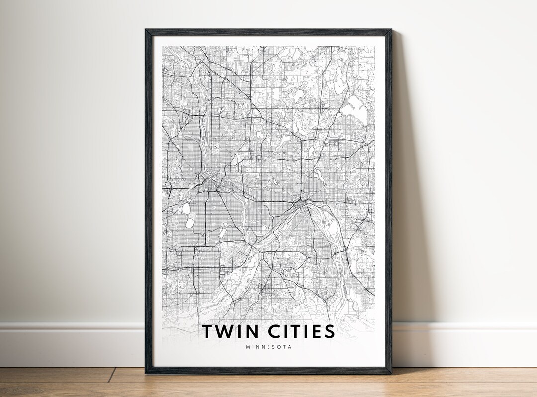 Twin Cities Minnesota Map Poster Digital Download Twin Cities Printable ...