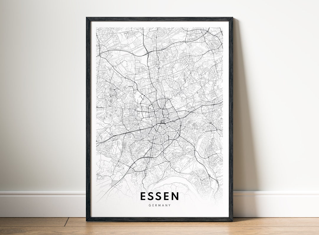 Essen Germany Map Print, Black and White City Poster, Minimalist Wall ...