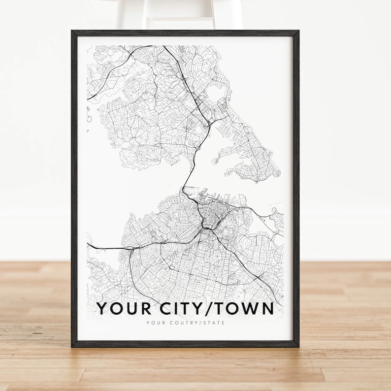 Custom City Map Printable Personalized Map Poster Digital Download Map ...