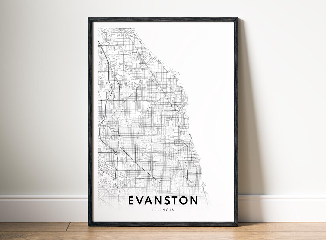 Evanston Map Print Digital Download Evanston Illinois Map Poster ...