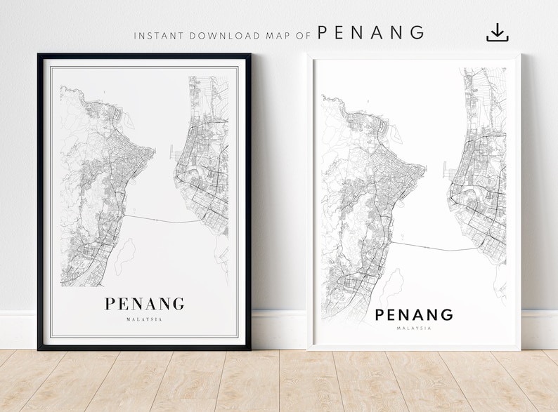 Penang Map Print Penang Malaysia Map Poster Download Penang Printable ...