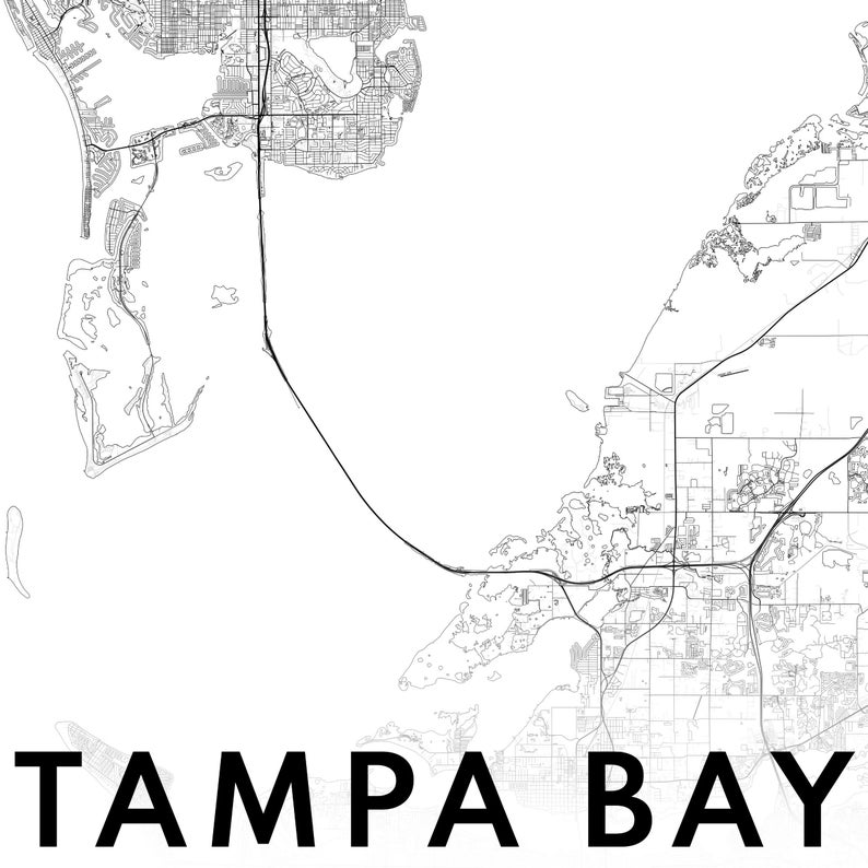 Tampa Bay Map Print, Tampa Map Poster, Download Printable Tampa Bay ...