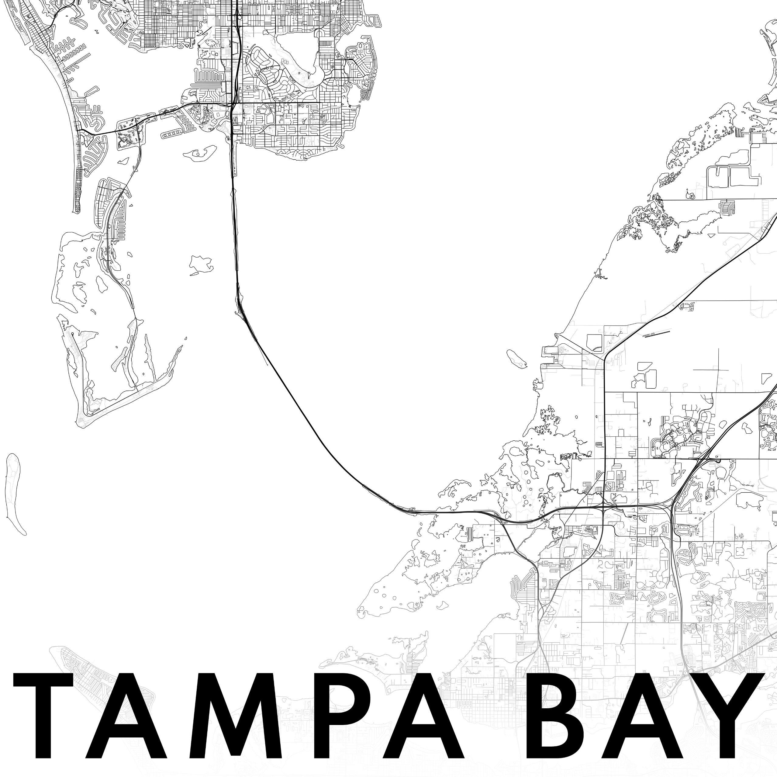 Tampa Bay Map Print, Tampa Map Poster, Download Printable Tampa Bay ...