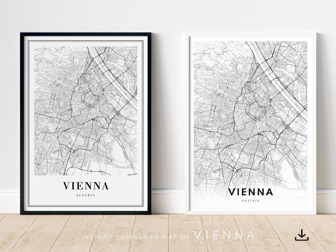Vienna Map Print Vienna Map Poster Download Printable Vienna - Etsy