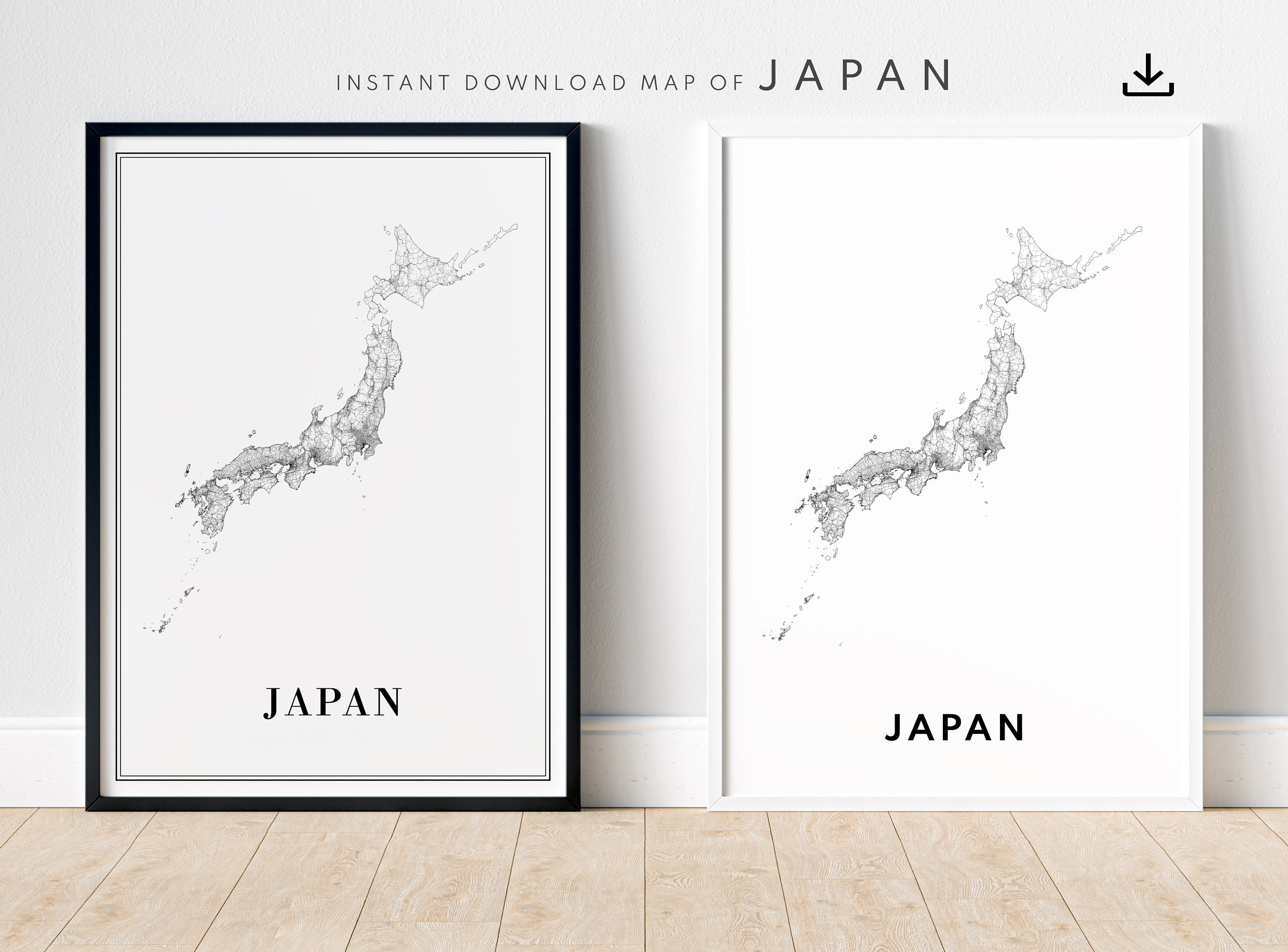 Japan Map Print Japan Map Poster Download Japan Map Printable - Etsy