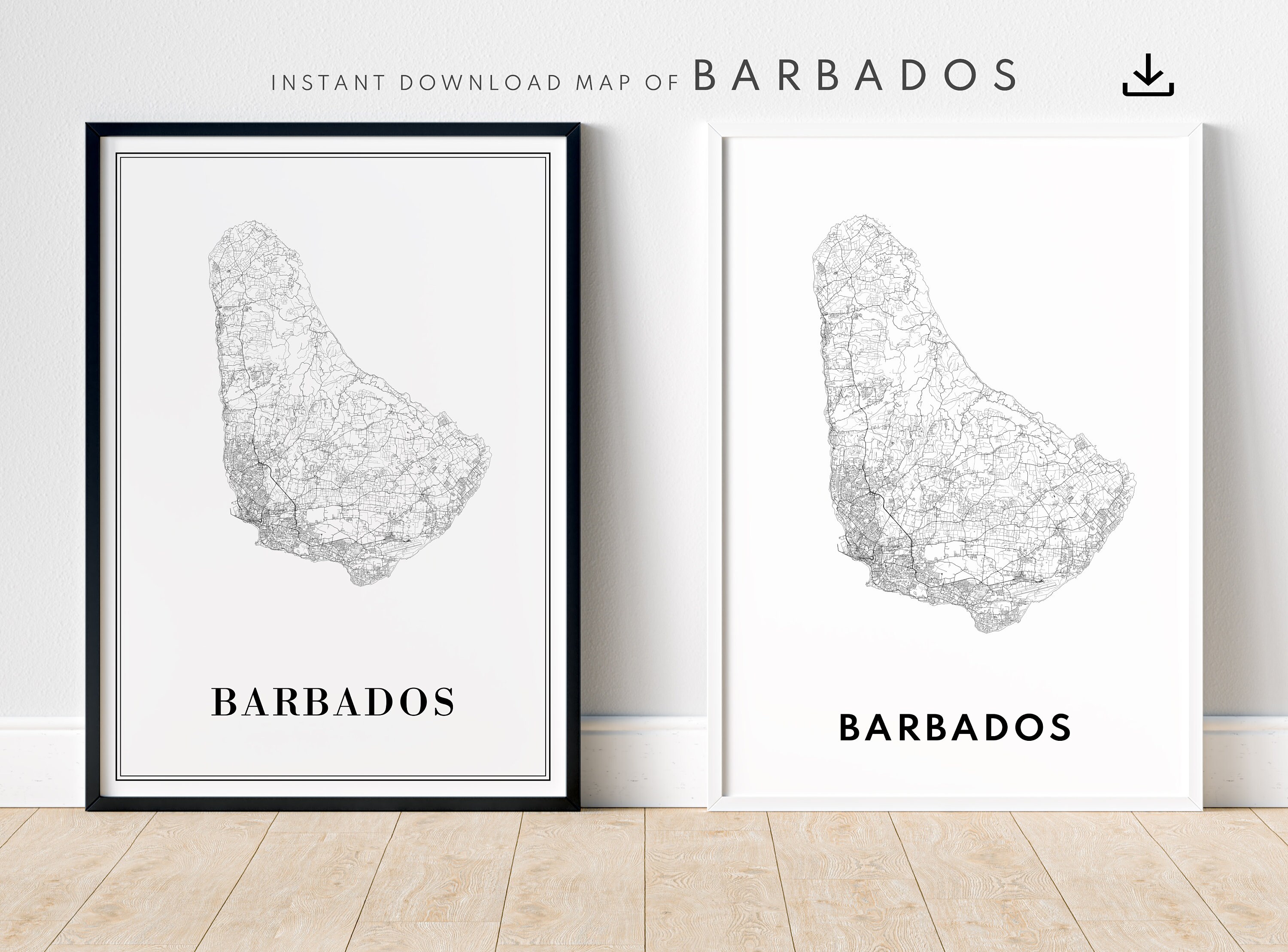 Barbados Map Print Download Barbados Map Digital Poster Barbados Map ...