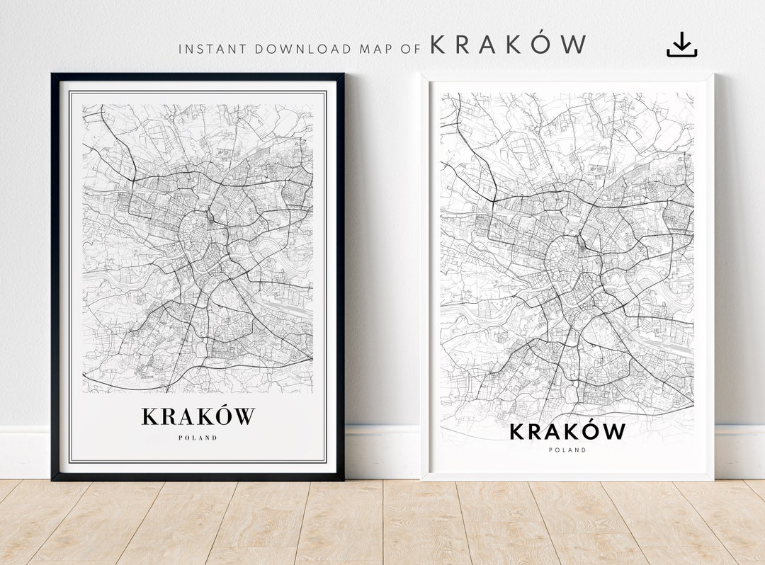 Kraków Map Print Kraków Poland Map Poster Download Kraków - Etsy