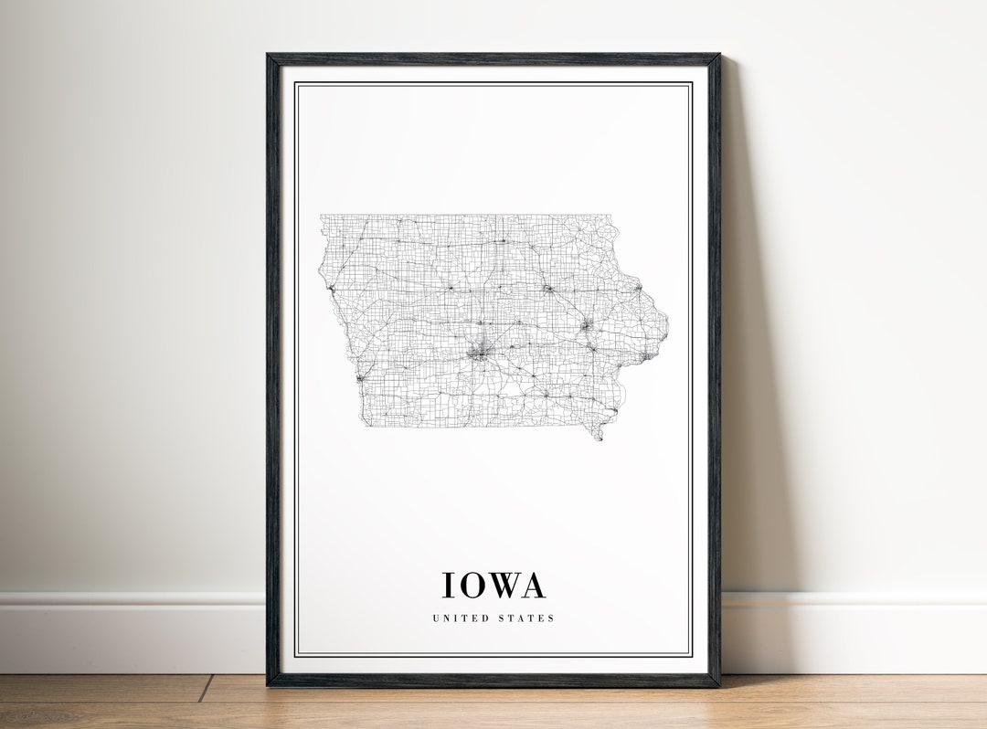 Iowa State Map Print Download Iowa Map Poster Iowa Printable Map Art ...