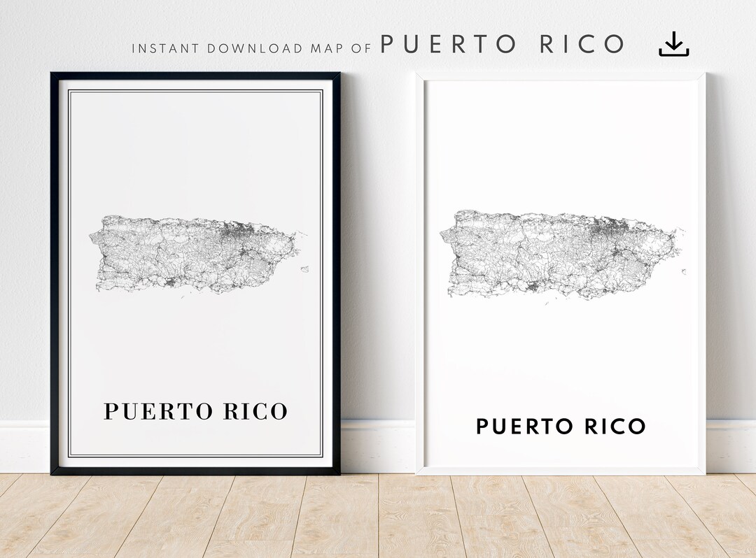 Puerto Rico Map Print Download Puerto Rico Map Digital Poster Puerto ...