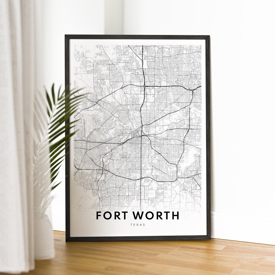 Instant Download Fort Worth Texas Map Print Fort Worth Poster Digital ...