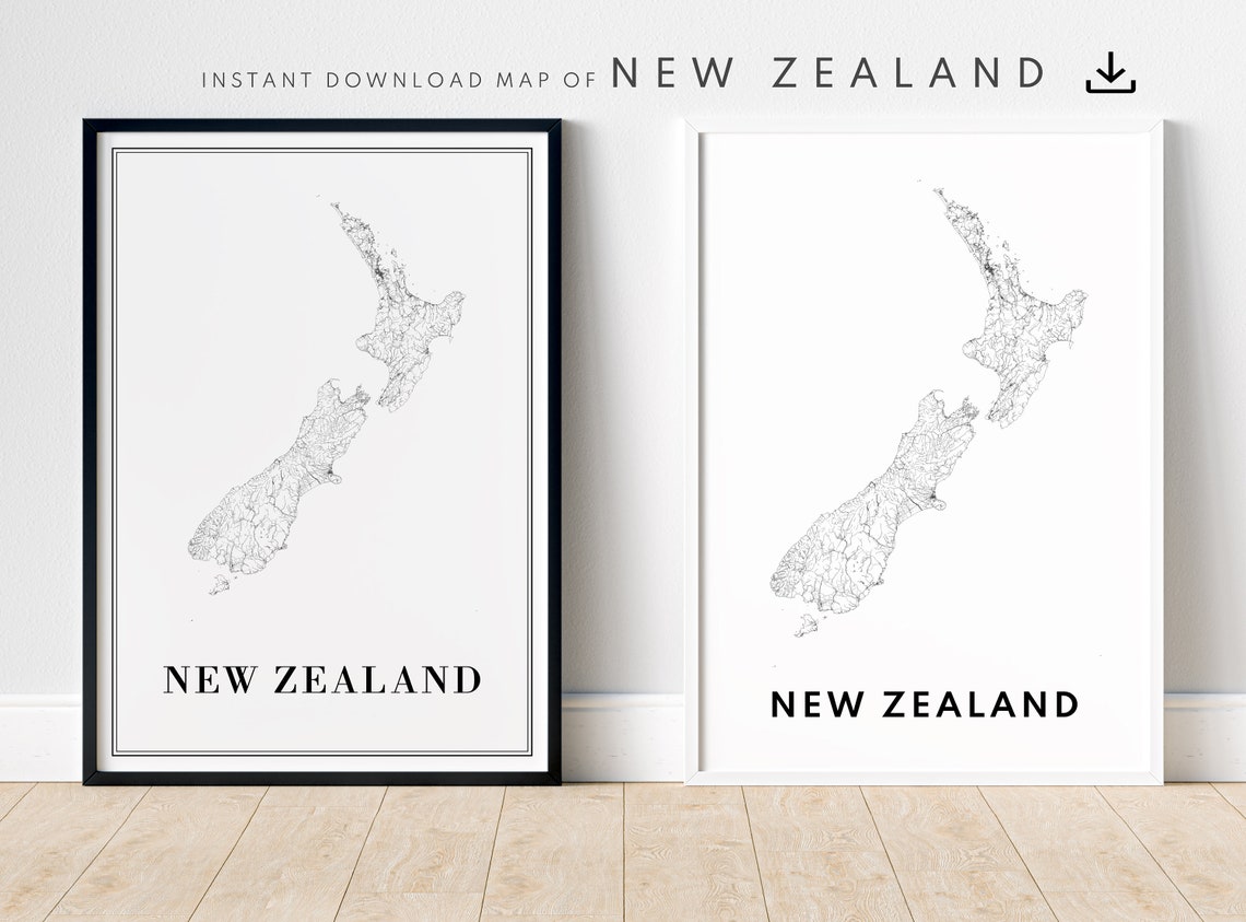 New Zealand Map Print New Zealand Map Poster Download New Zealand ...