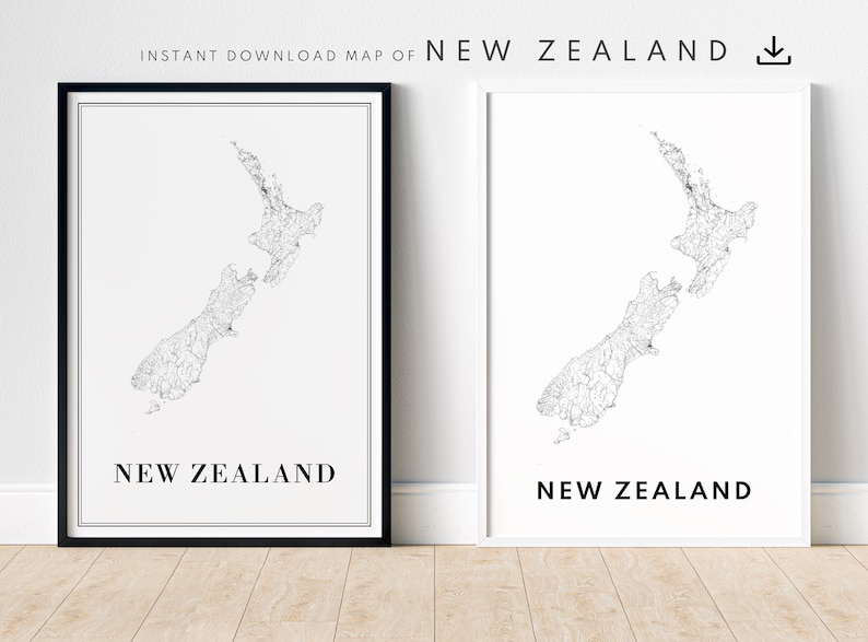 New Zealand Map Print New Zealand Map Poster Download New Zealand ...