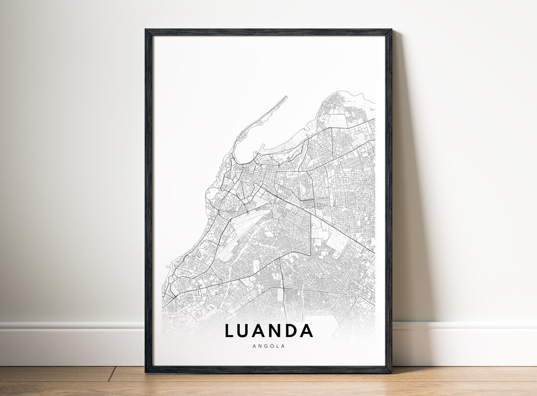 Luanda Map Print Download Luanda Angola Map Poster Digital Map Luanda Printable Black and White ...