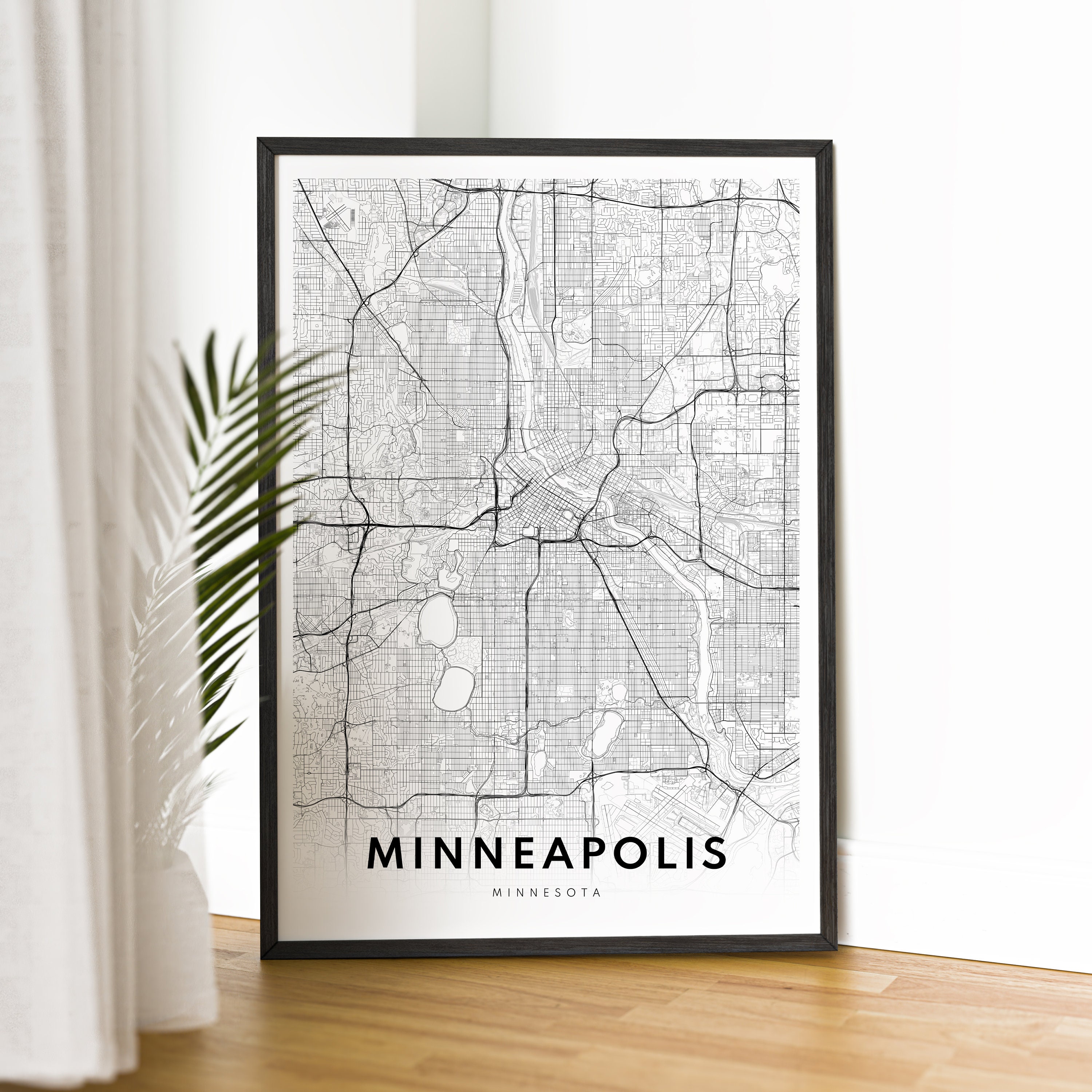Minneapolis Map Print Minneapolis-minnesota Poster Download Minneapolis ...