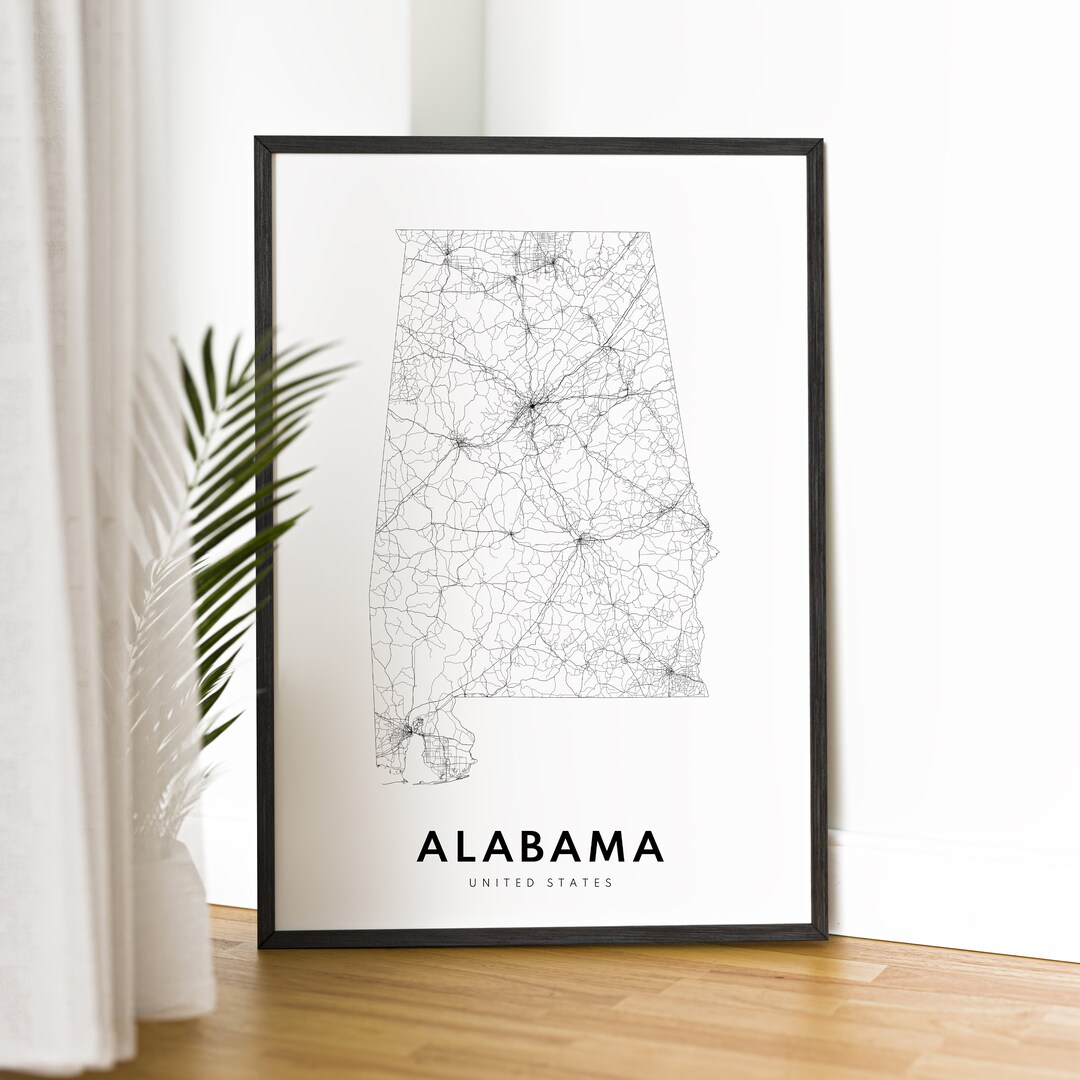 Alabama State Map Print Download Alabama Map Poster Alabama Printable ...