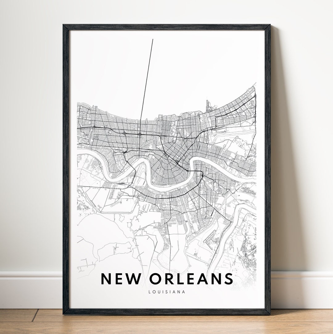 New Orleans Map Print, New Orleans Louisiana Map Poster, Download ...