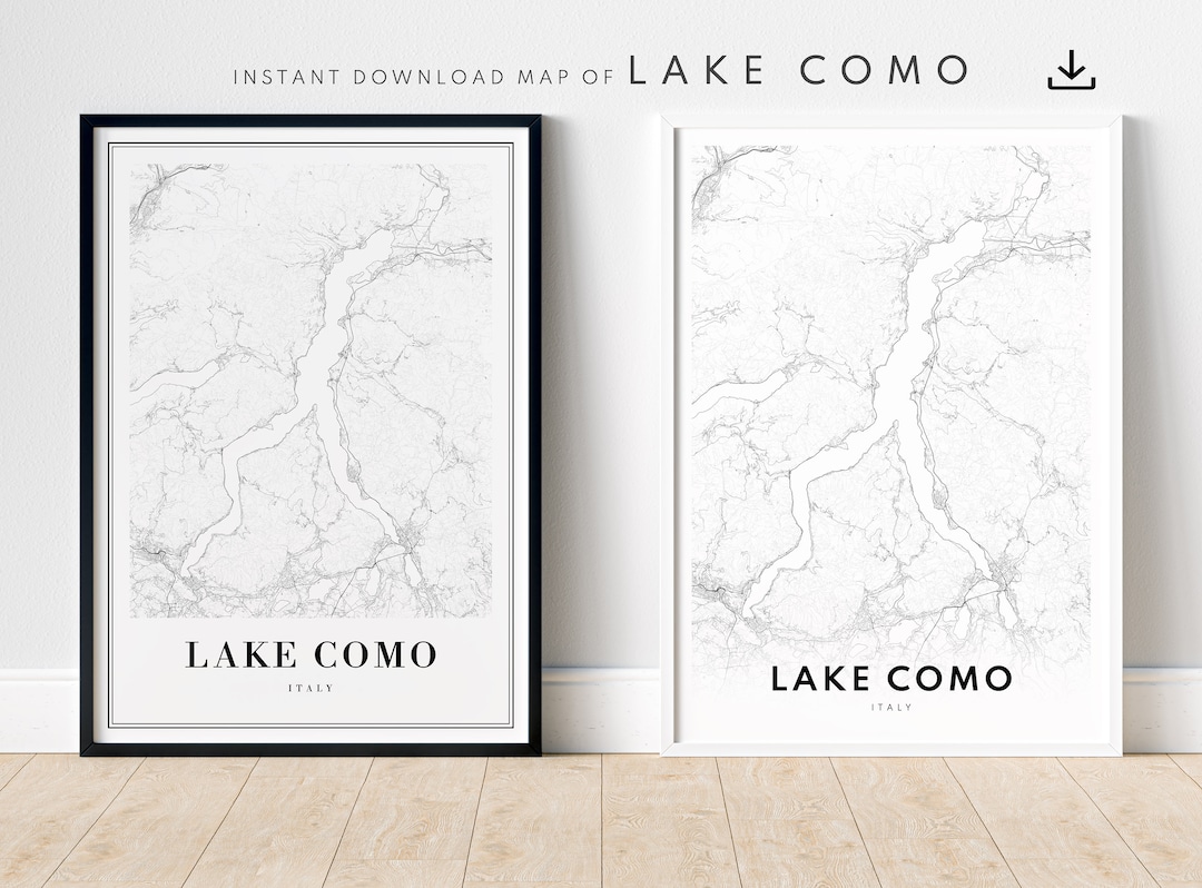 Lake Como Map Print Download Lake Como Italy Map Poster Digital Map ...