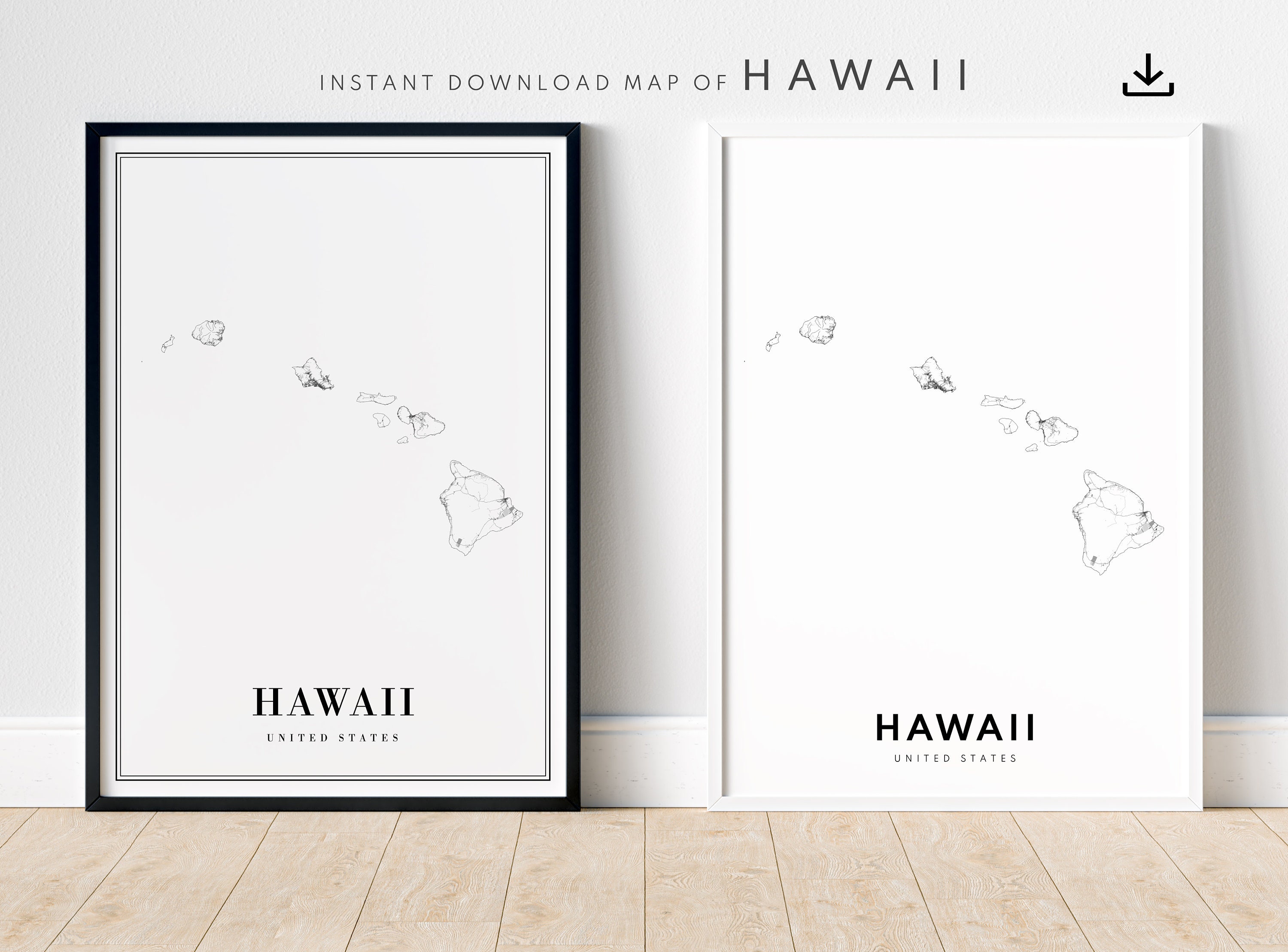 Hawaii State Map Print Download Hawaii Map Poster Hawaii Printable Map ...