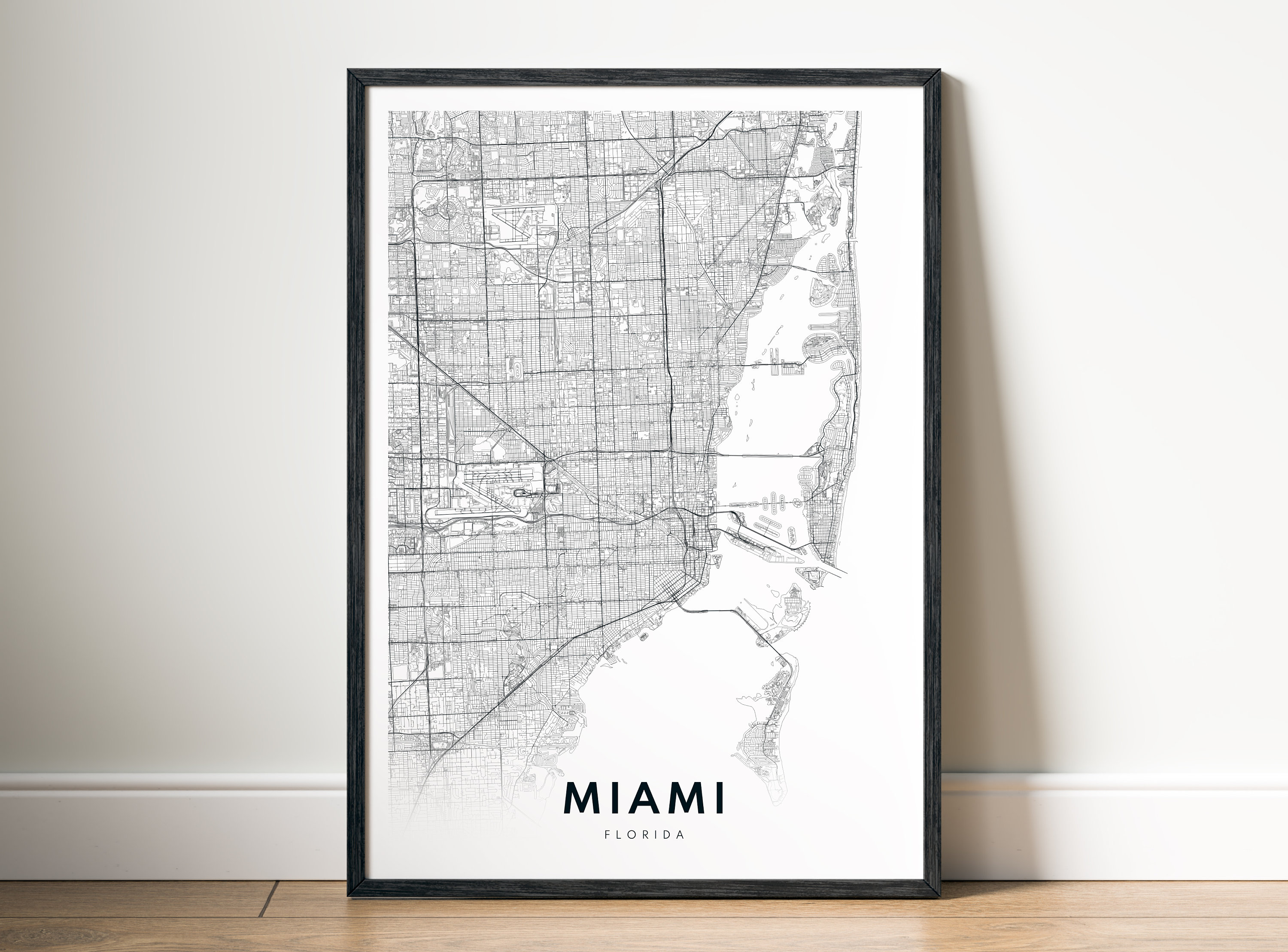 Miami Map Print Miami Map Poster Miami Florida Map Art Miami Map Modern ...