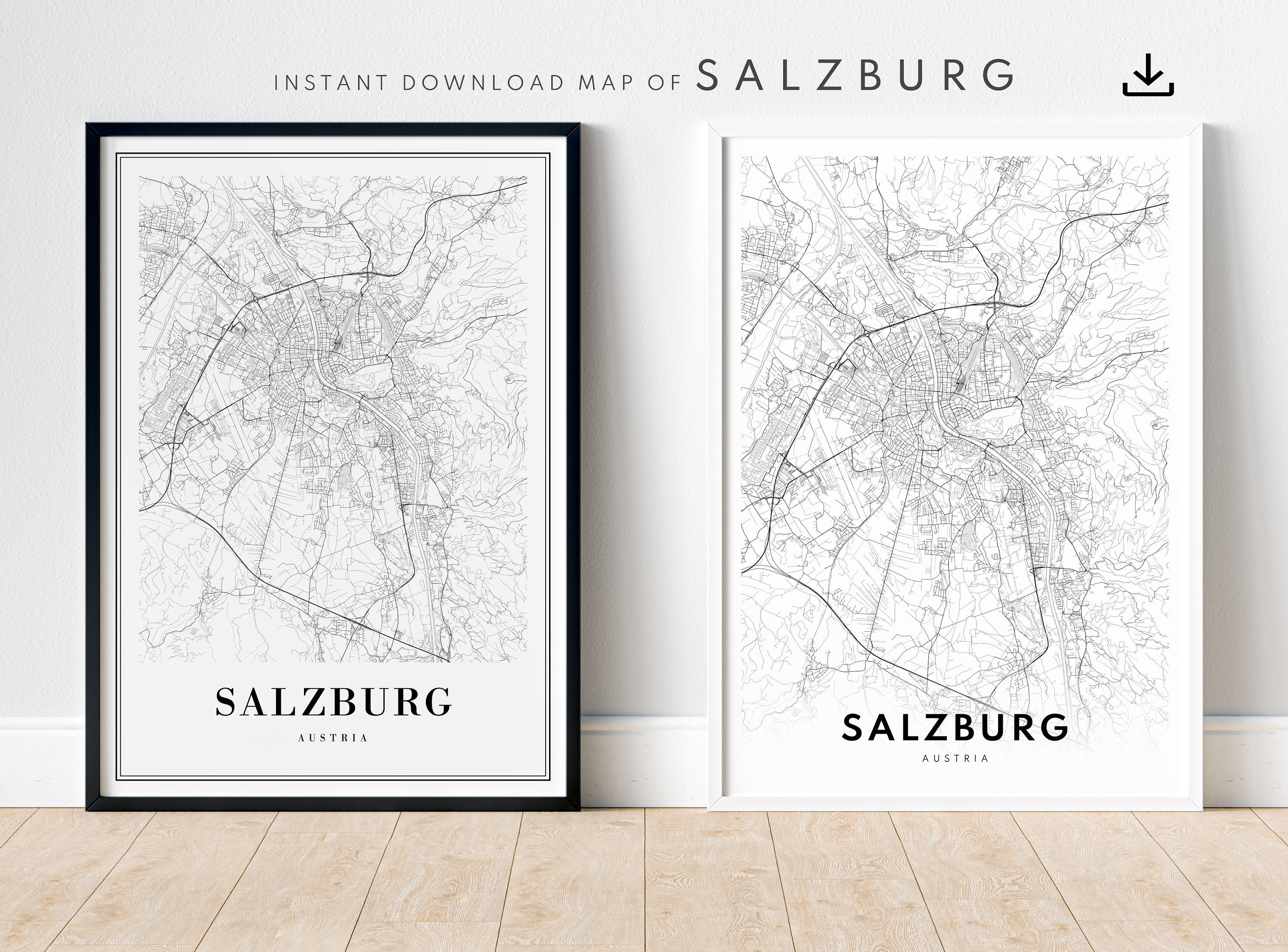 Instant Download Salzburg Austria Map Print Salzburg Map Poster Digital ...