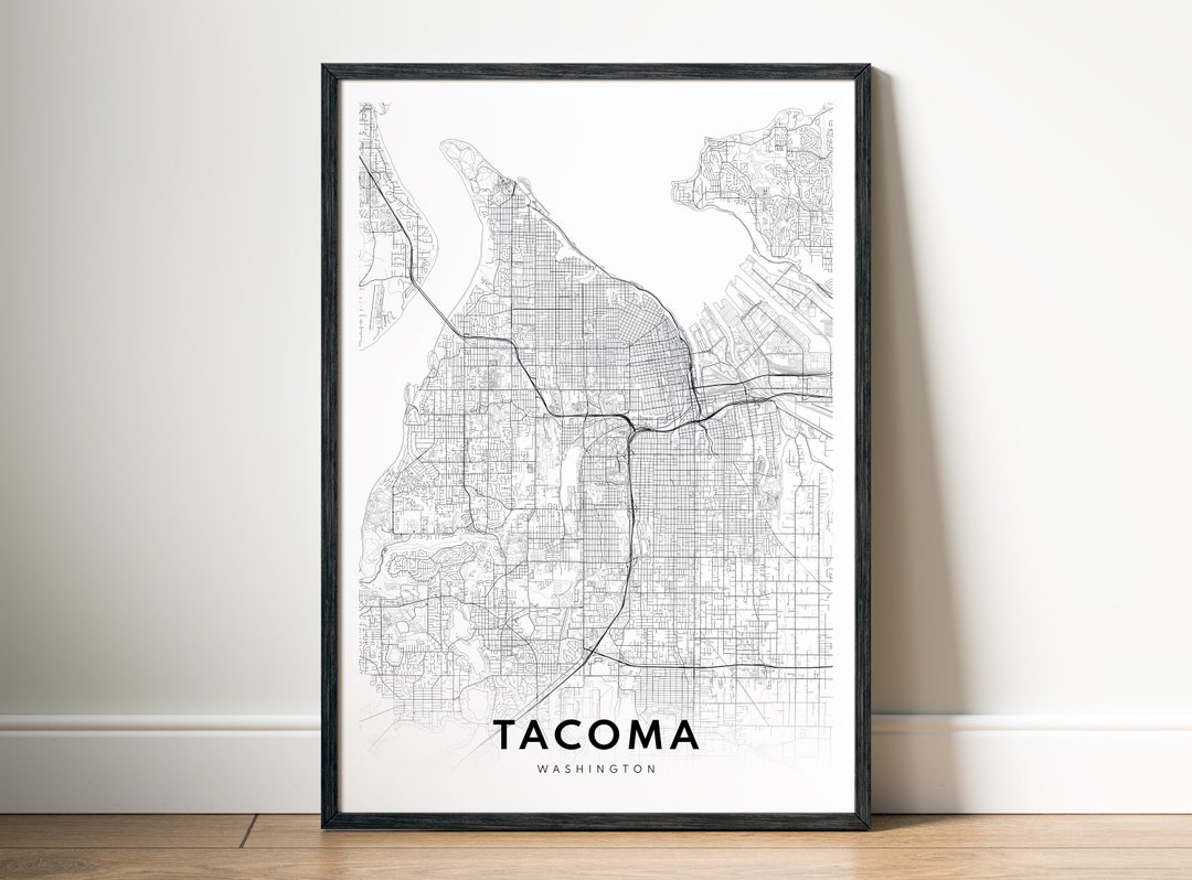 Tacoma Map Print Tacoma Washington Map Poster Download Tacoma Printable ...