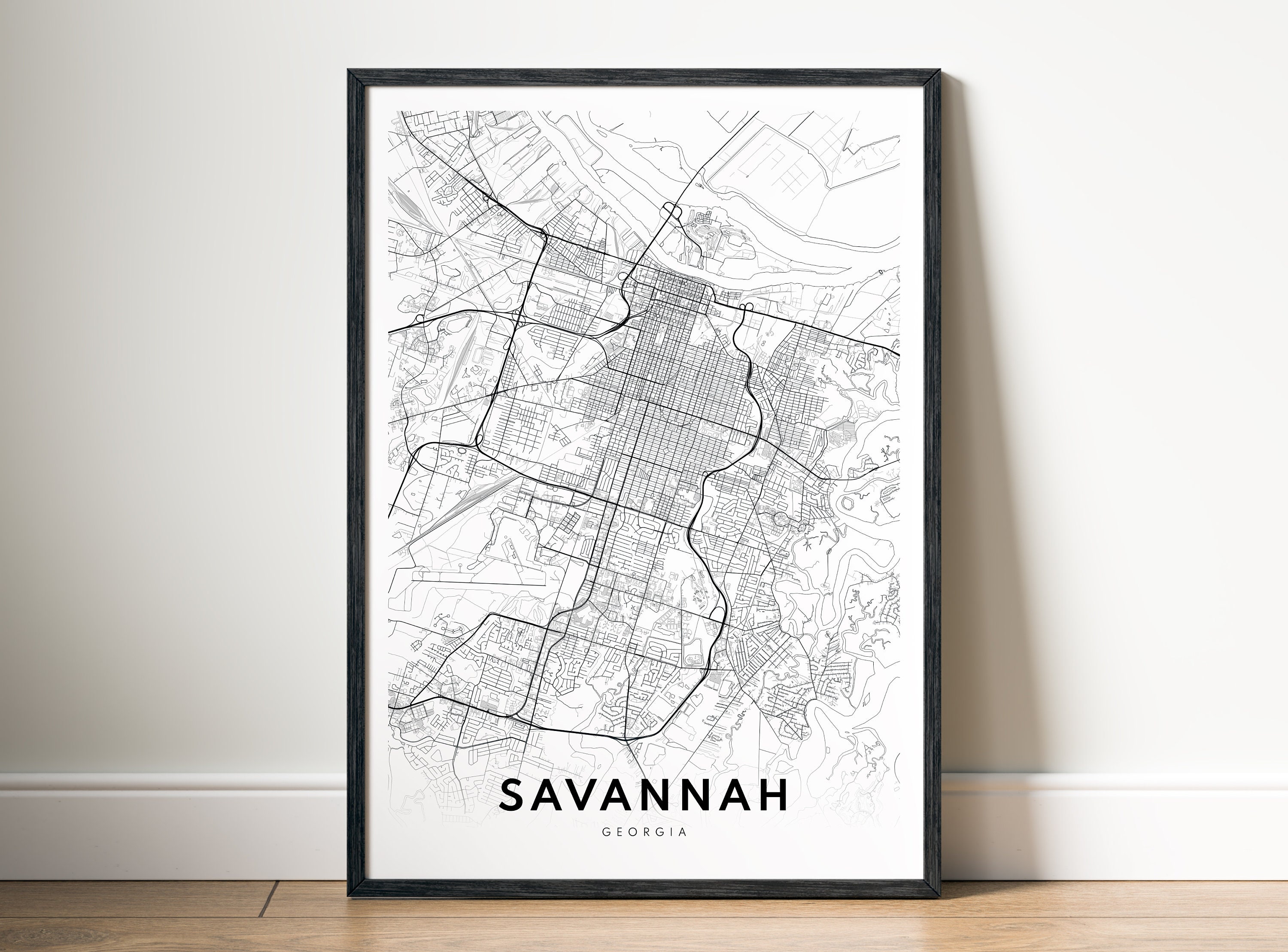Savannah Map Print Digital Download Savannah Georgia Map Poster ...