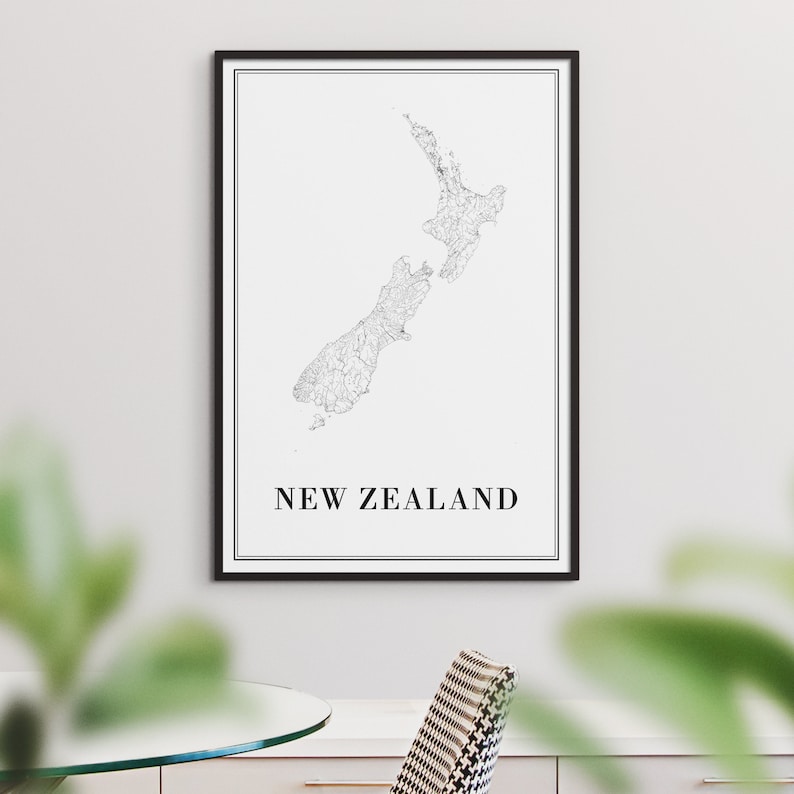 New Zealand Map Print New Zealand Map Poster Download New Zealand ...