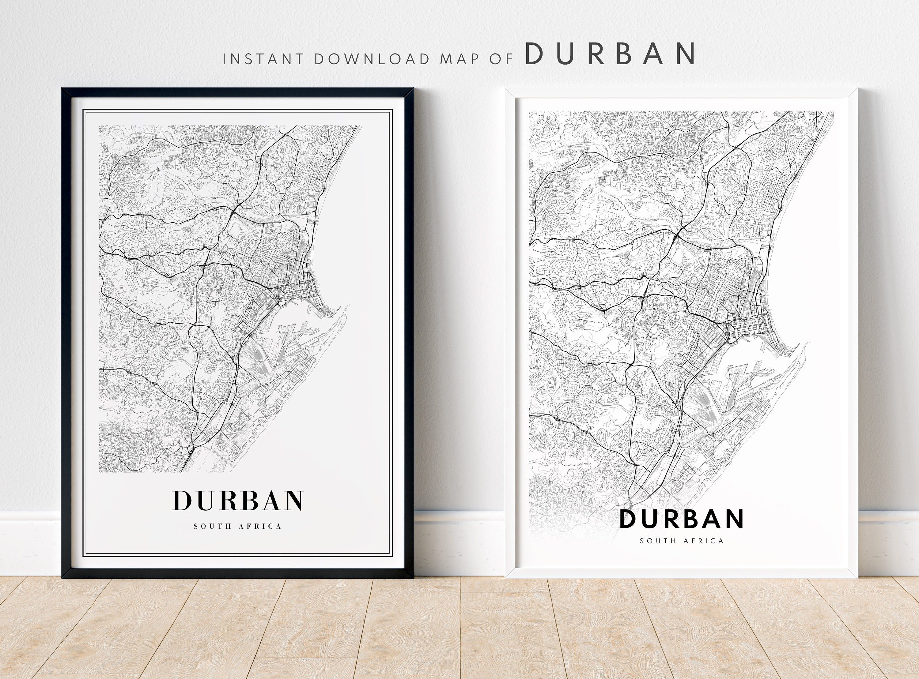 Durban Map Print Durban South Africa Map Poster Download Durban ...
