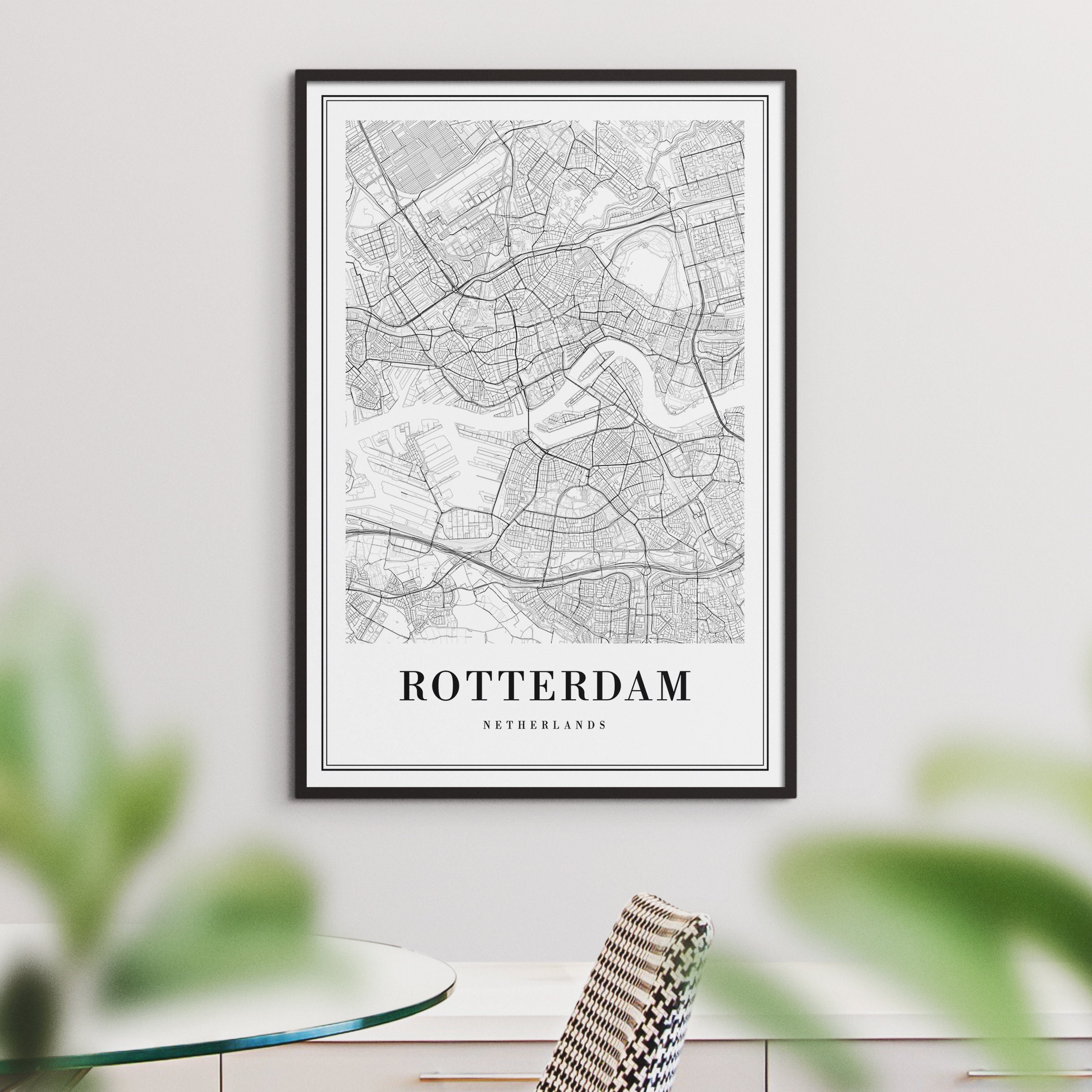 Rotterdam Netherlands Map Print Download Rotterdam Digital - Etsy
