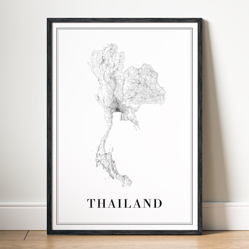 Thailand Map - Etsy