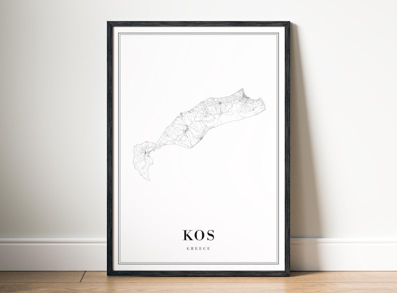 Kos Island Map Print Digital Download Kos Island Greece Map Poster Kos ...