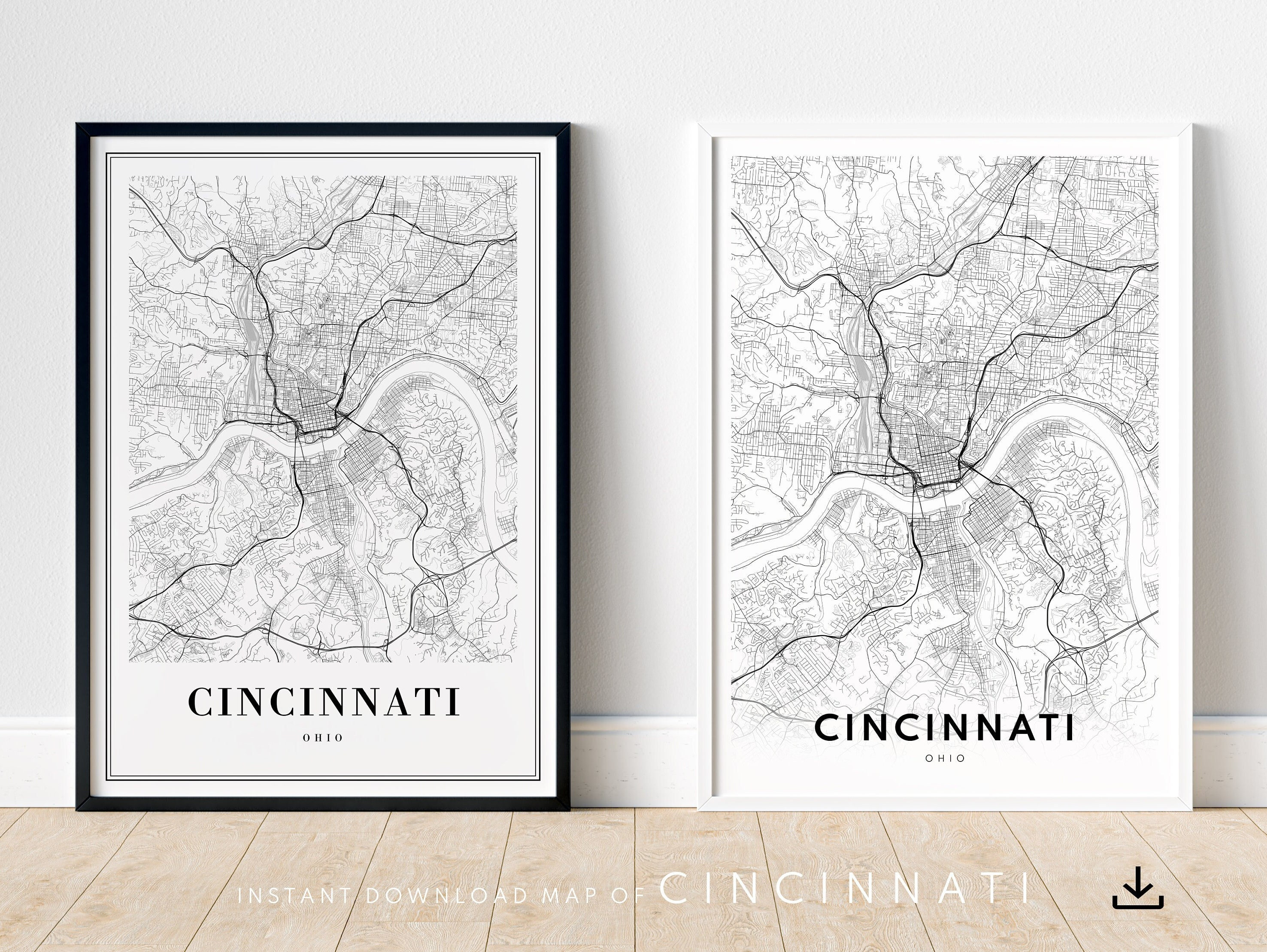 Cincinnati Map Print Cincinnati Ohio Map Poster Download - Etsy