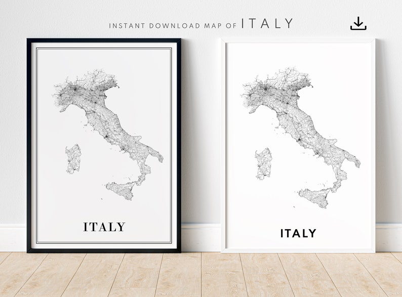 Italy Map Print Italy Map Poster Download Printable Italy Map Minimal ...