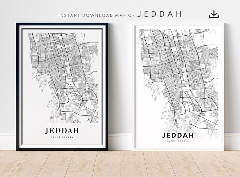 Jeddah Map Print Jeddah Saudi Arabia Map Poster Download Jeddah ...