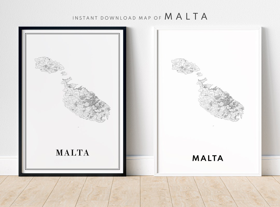 Malta Map Print Malta Map Poster Download Malta Printable - Etsy