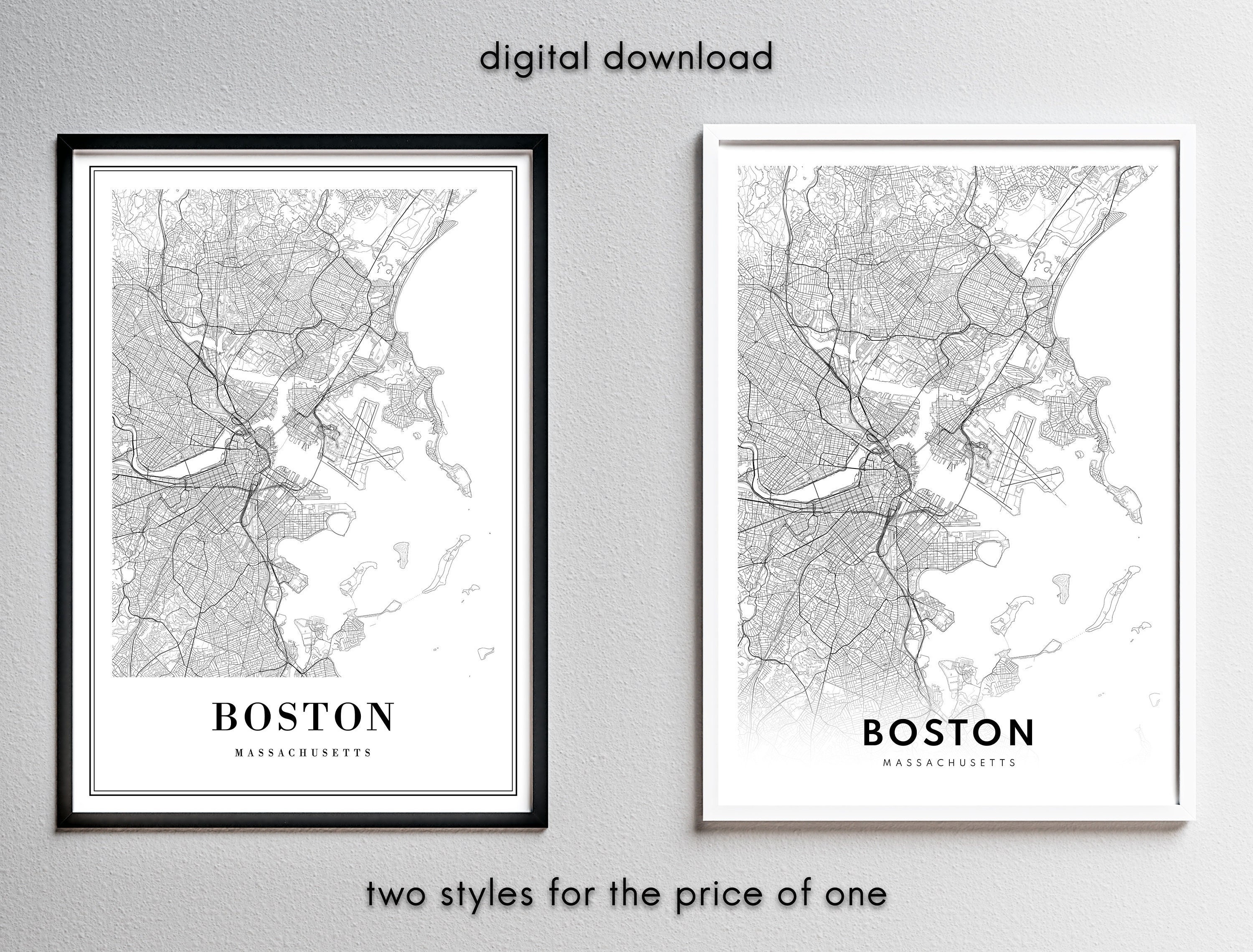Boston Map Print Boston Map Poster Download Printable Modern Boston Map ...