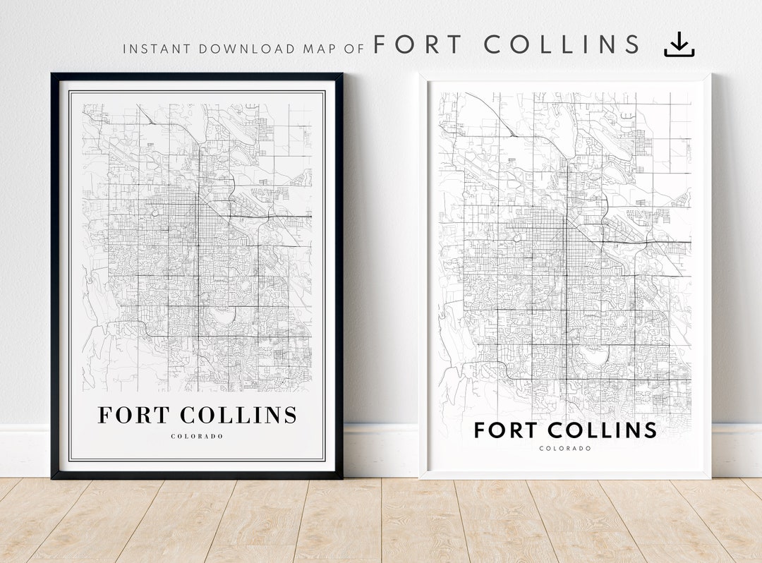 Instant Download Fort Collins CO Map Print Fort Collins Poster Digital ...