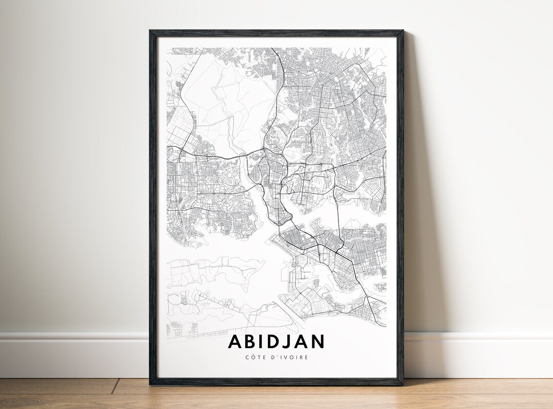 Instant Download Abidjan Map Print Abidjan Côte D'ivoire Poster Digital ...