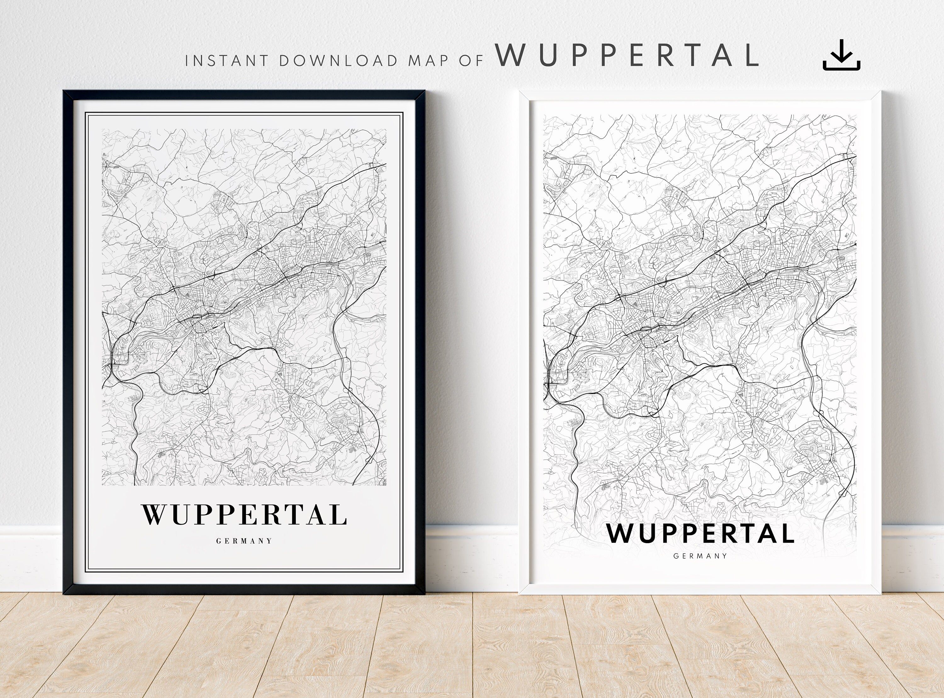Download Wuppertal Map Print Wuppertal Deutschland Karte Poster ...