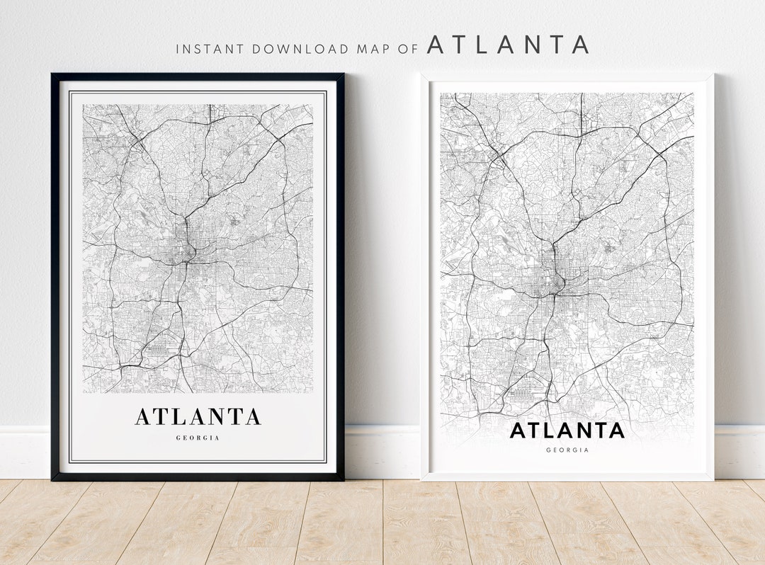 Atlanta Map Print, Atlanta Georgia Map Poster Download, Atlanta ...