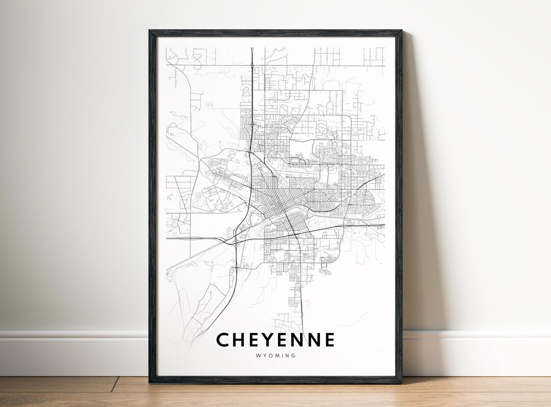 Cheyenne Map Print Cheyenne Wyoming Map Poster Download Cheyenne ...