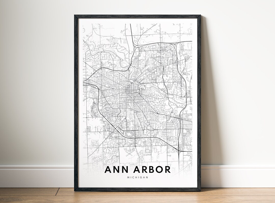 Ann Arbor Michigan Map Print Ann Arbor Map Poster Download Ann Arbor ...