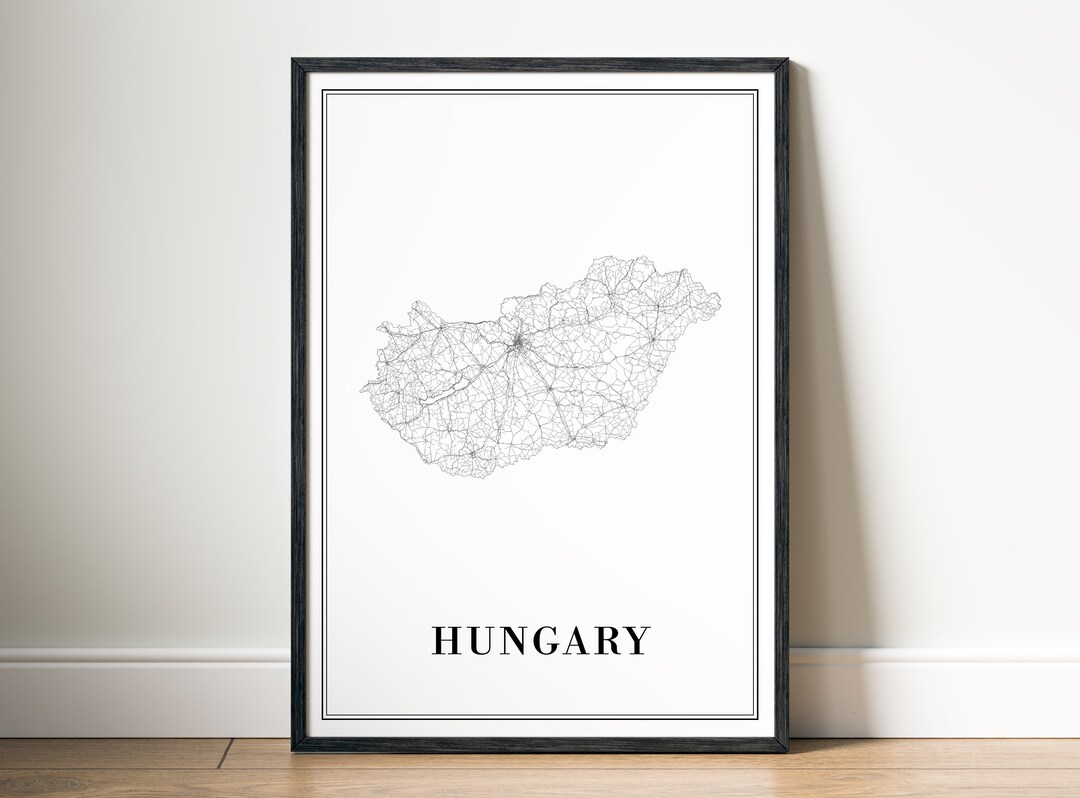Hungary Road Map Print Download Hungary Map Poster Hungary Printable ...