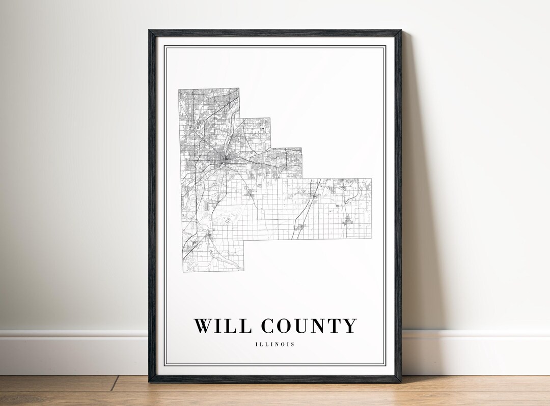 Printable Map Will County Illinois Map Poster Digital Download Will ...
